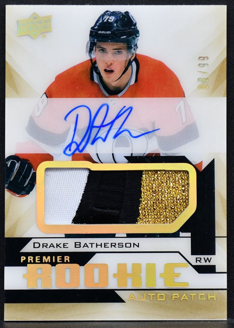 2018-19 UD Premier Rookie Auto Patch Drake Batherson AR-BA RC Auto /99 ...