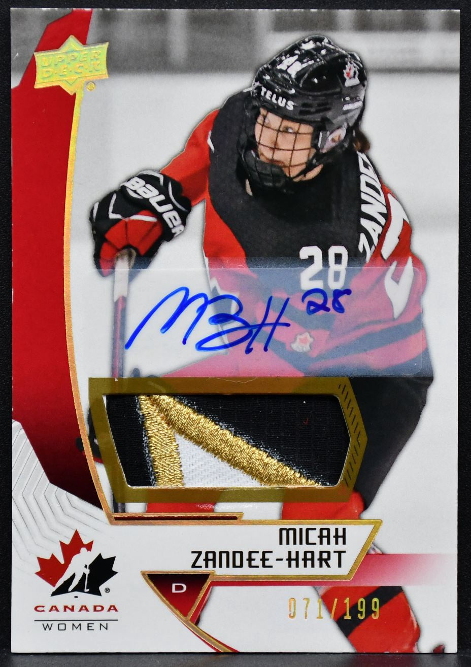 2019-20 UD Juniors Premium Swatch Autographs Micah Zandee-Hart Team Ca ...
