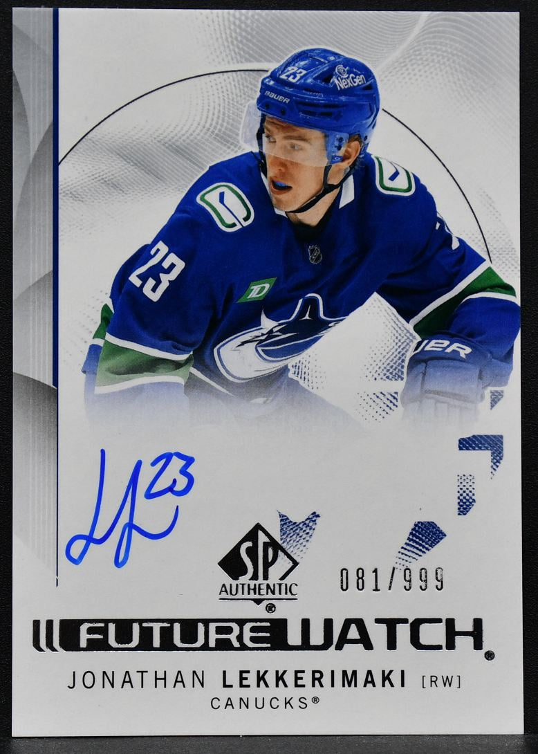 2024-25 SP Authentic Future Watch Auto Jonathan Lekkerimaki 199 RC Aut ...