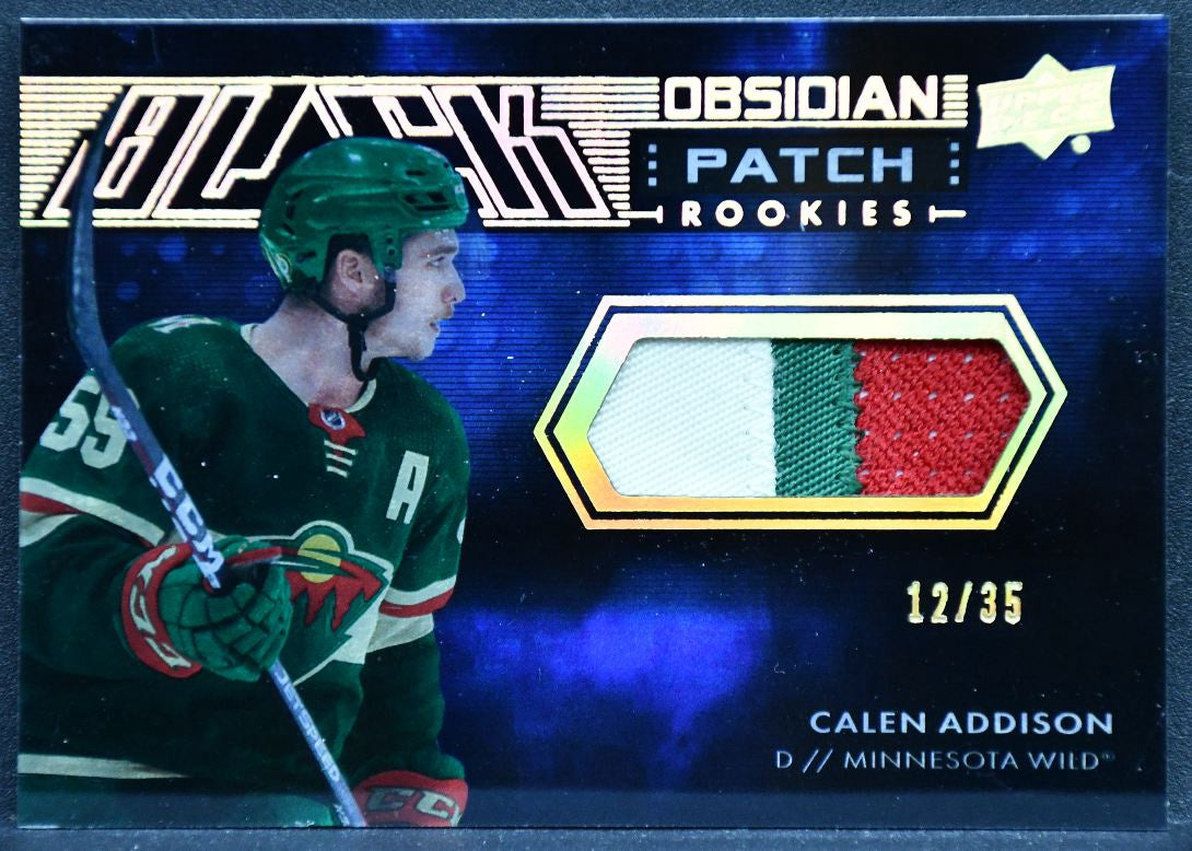 21-22 SPx UD Black Obsidian RC Patch Gold Calen Addison Minnesota Wild ...