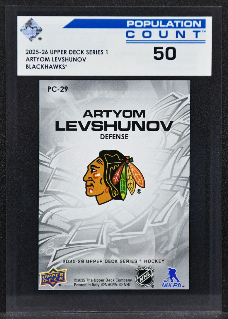 2025-26 Upper Deck Series 1 Population Count 50 Artyom Levshunov PC-29 ...