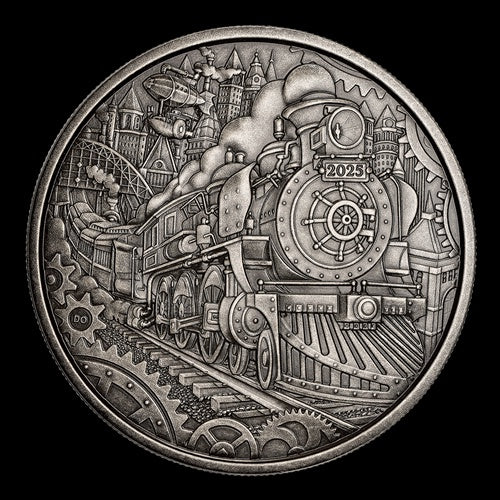 Steam Locomotive - 3oz Fine Silver Coin (251393) – Kingdom of the Titans