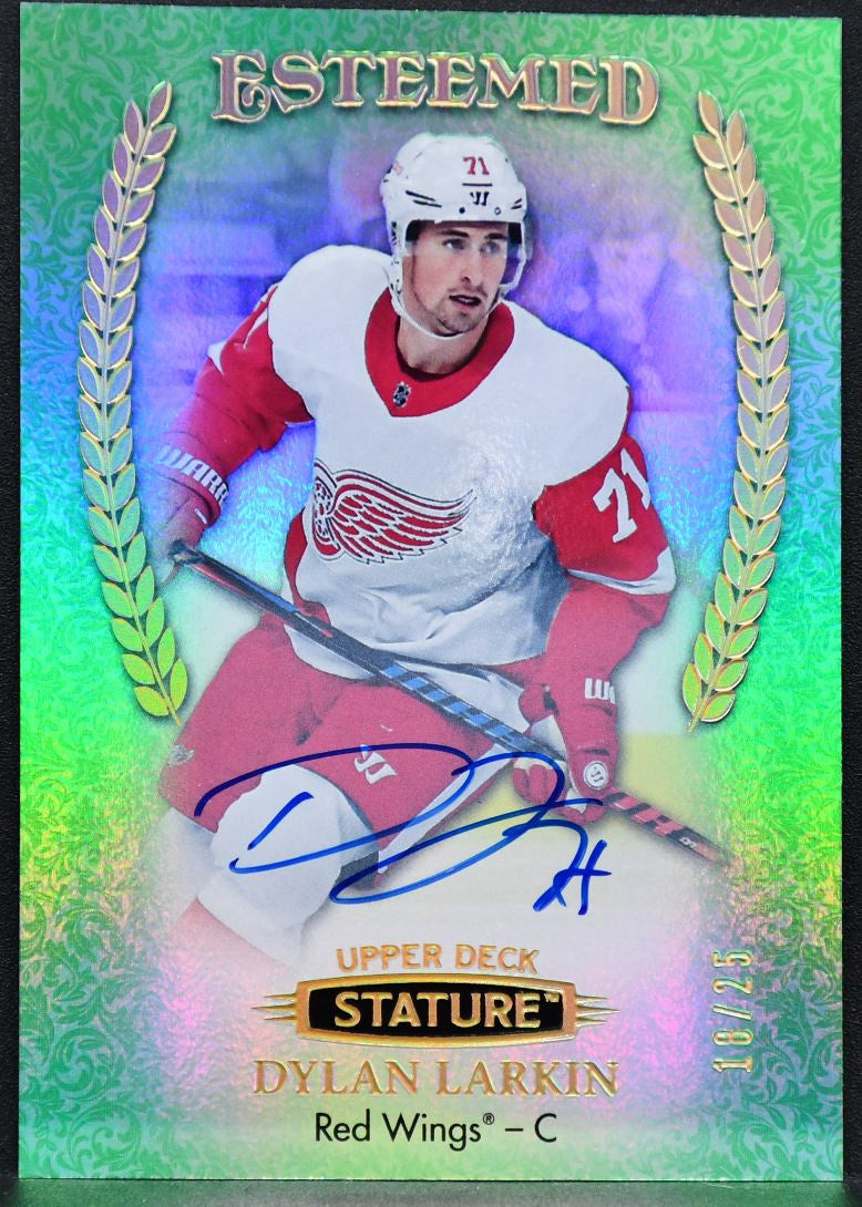 2019-20 UD Stature Esteemed Auto Dylan Larkin E-16 Detroit Red Wings A ...