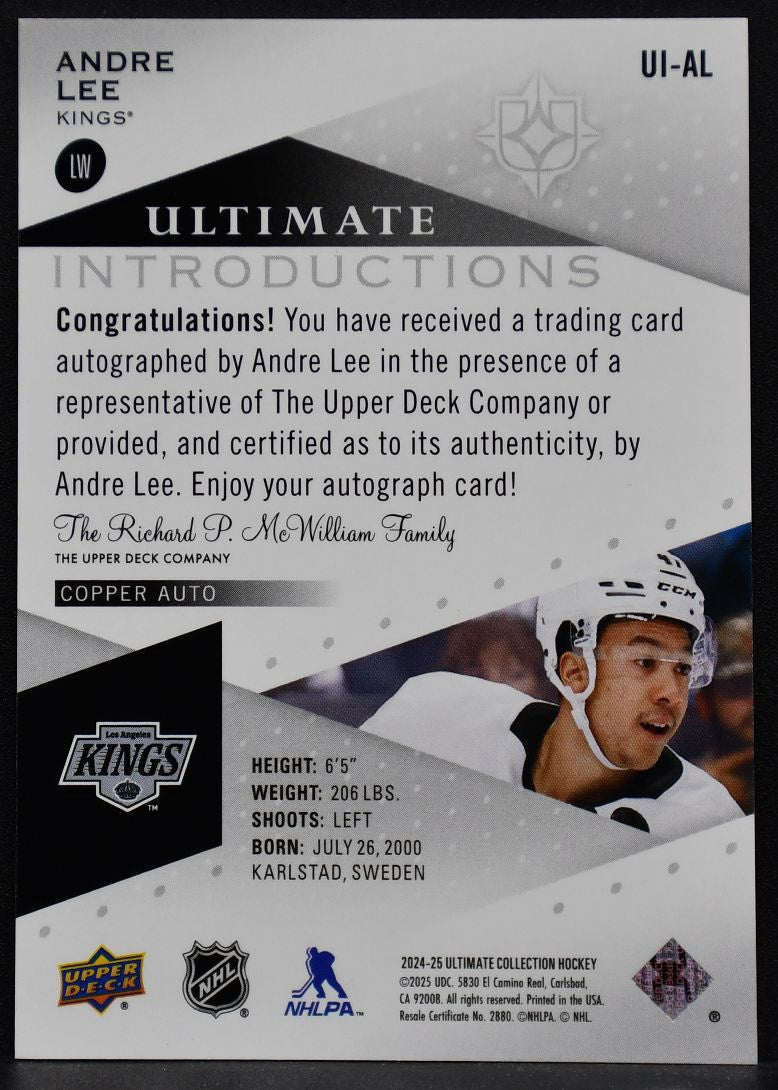 2024-25 UD Ultimate Collection Introductions Auto Andre Lee UI-AL RC A ...
