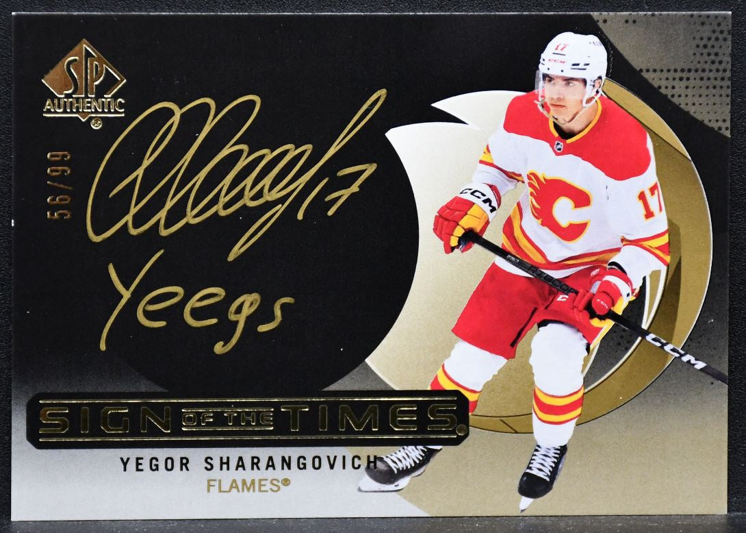 24-25 SP Authentic Sign of the Times Black Yegor Sharangovich SOTT-YS ...