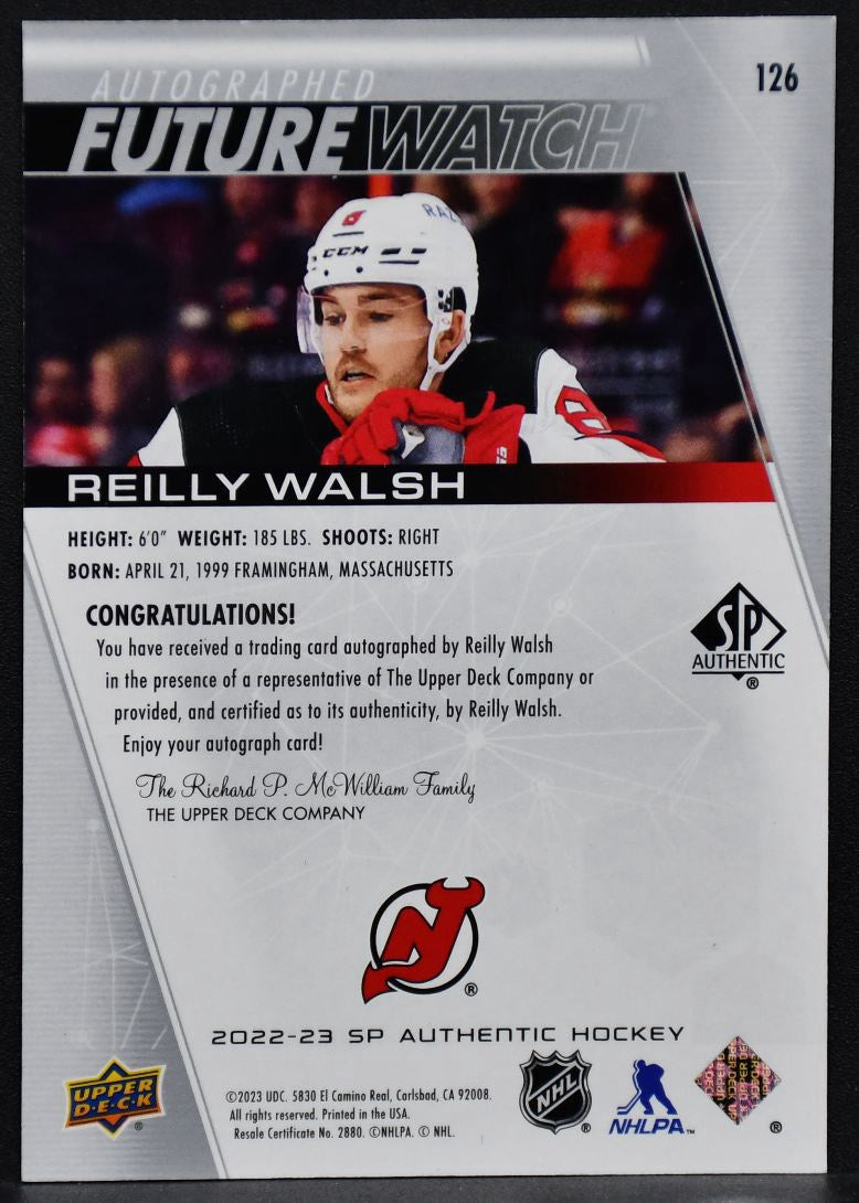 2022-23 SP Authentic Future Watch Auto Reilly Walsh 126 RC Auto 435/99 ...