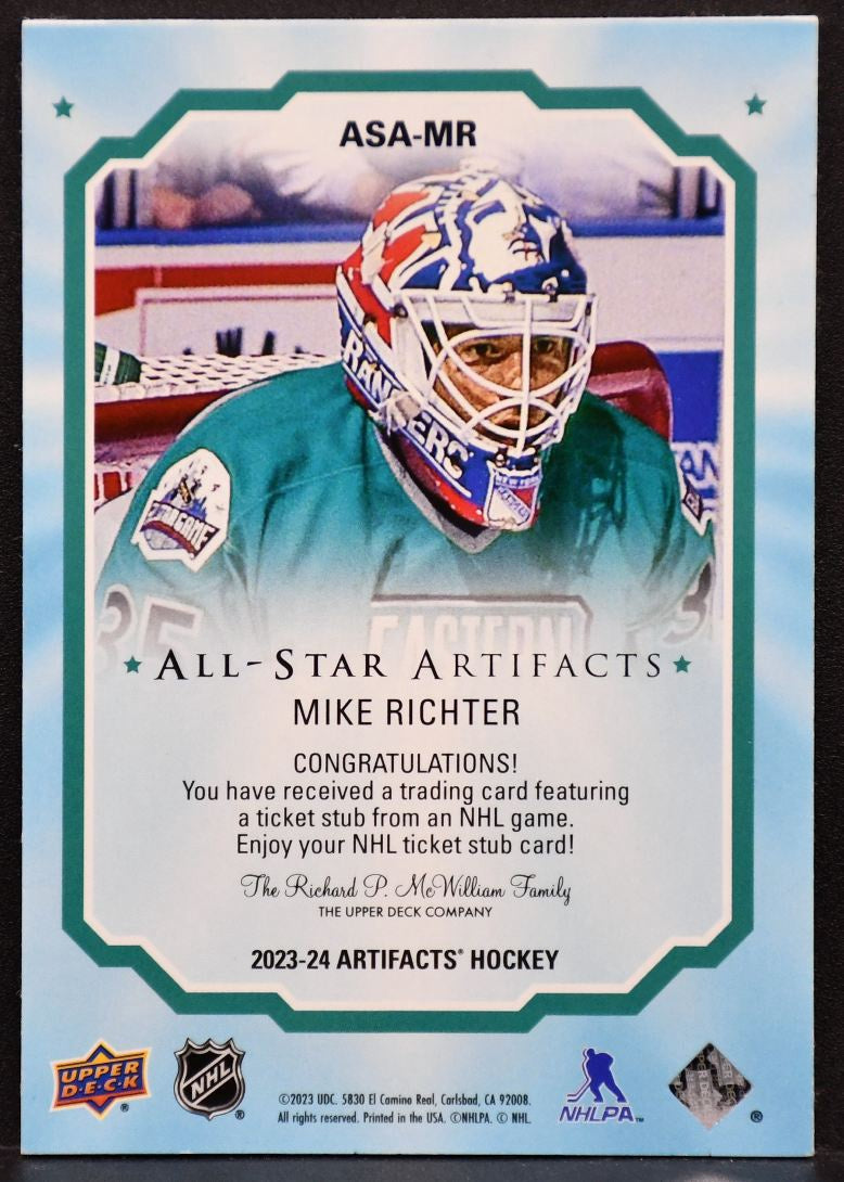 2023-24 UD Artifacts All-Star Artifacts Ticket Mike Richter ASA-MR Tea ...
