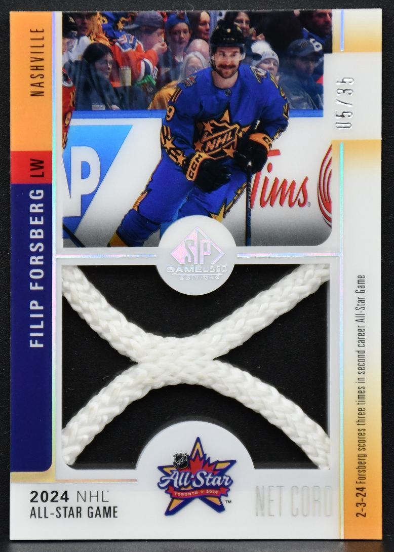 2024-25 SP Game Used All-Star Net Cord Relics Forsberg Predators /35 N ...