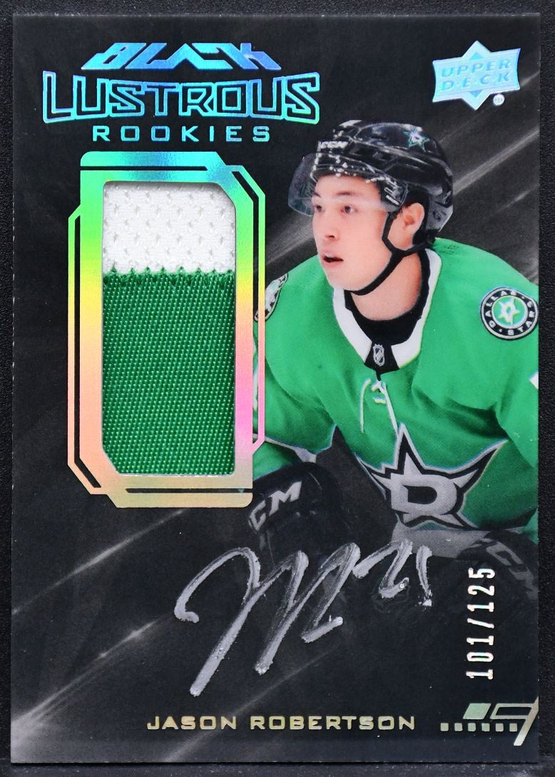 2020-21 UD Black Lustrous Rookies Auto Patch Jason Robertson LPA-JR RC ...