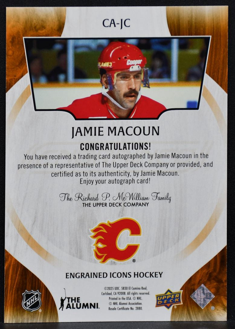 2025-26 UD Engrained Icons Auto Jamie Macoun CA-JC Calgary Flames Auto ...