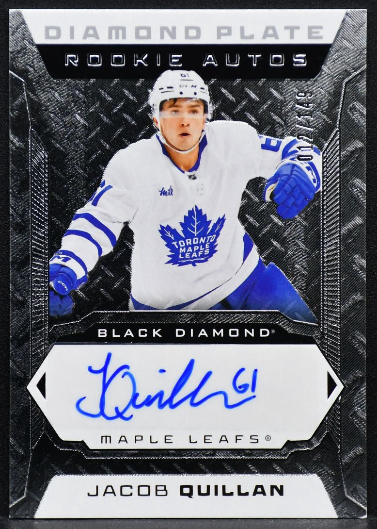 2025-26 UD Black Diamond Plate Rookie Autos Jacob Quillan DPR-JQ RC Au ...