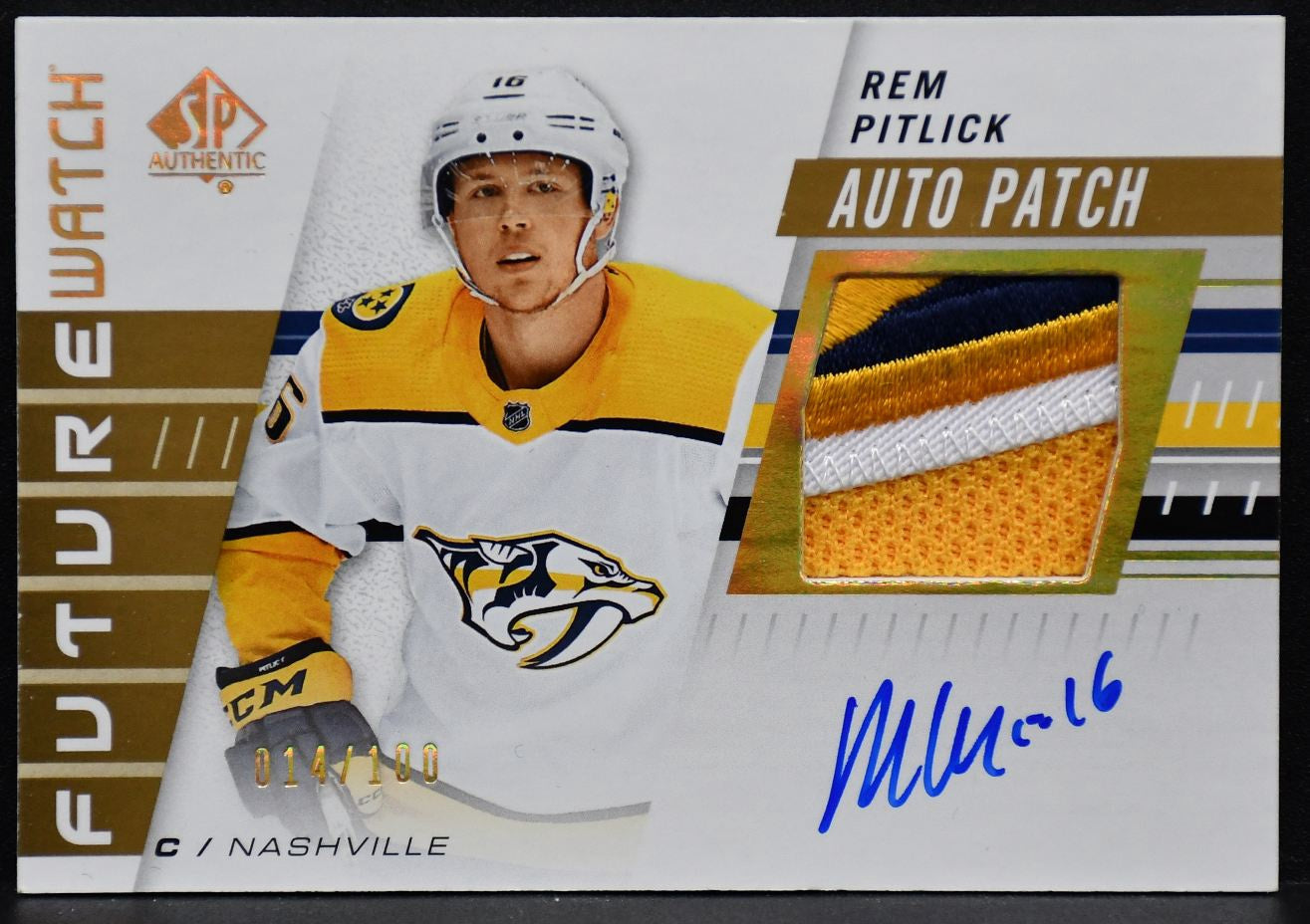 2019-20 SP Authentic Limited Future Watch Auto Patch Horizontal Rem Pi ...