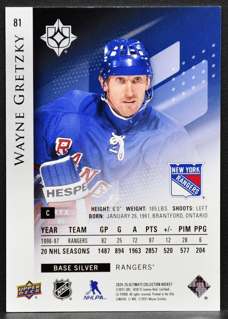 2024-25 UD Ultimate Collection Base Silver Wayne Gretzky 81 123/149 ...
