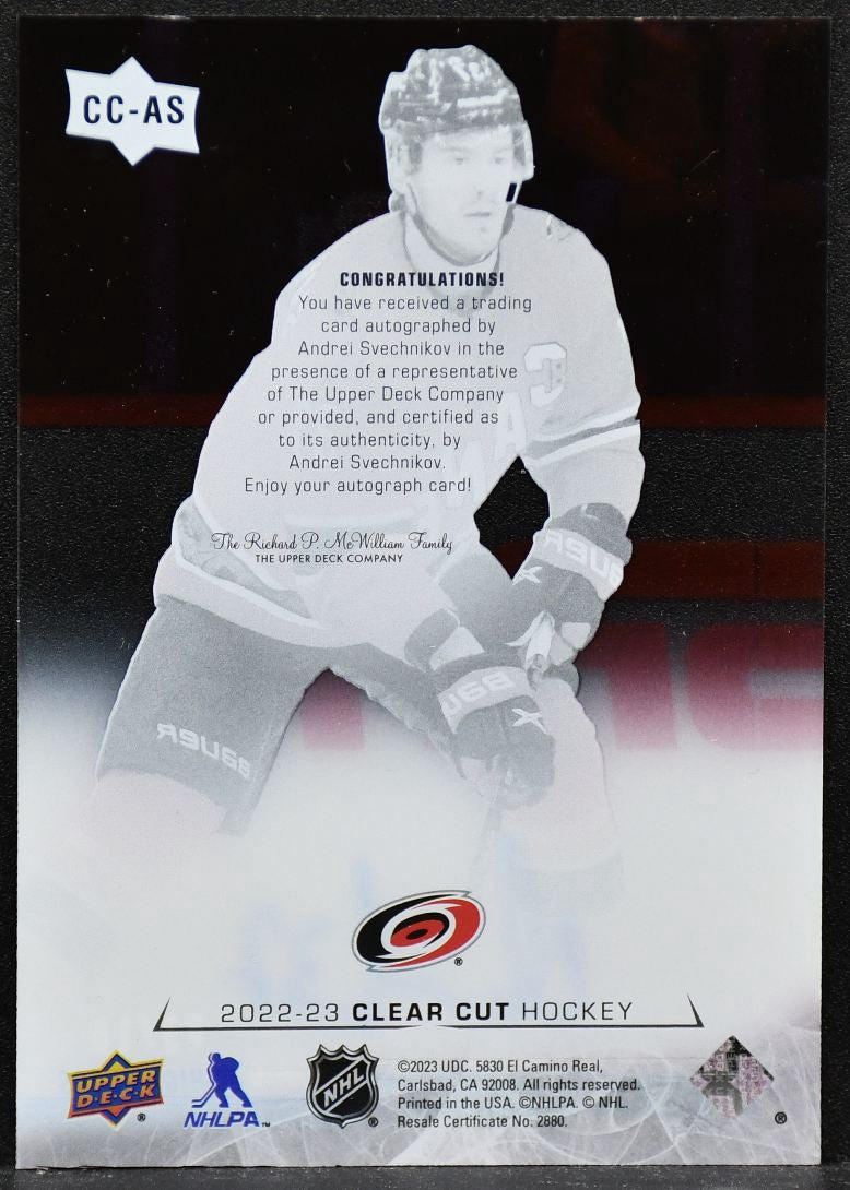 2022-23 UD Clear Cut High Gloss Parallel Andrei Svechnikov CC-AS Auto ...
