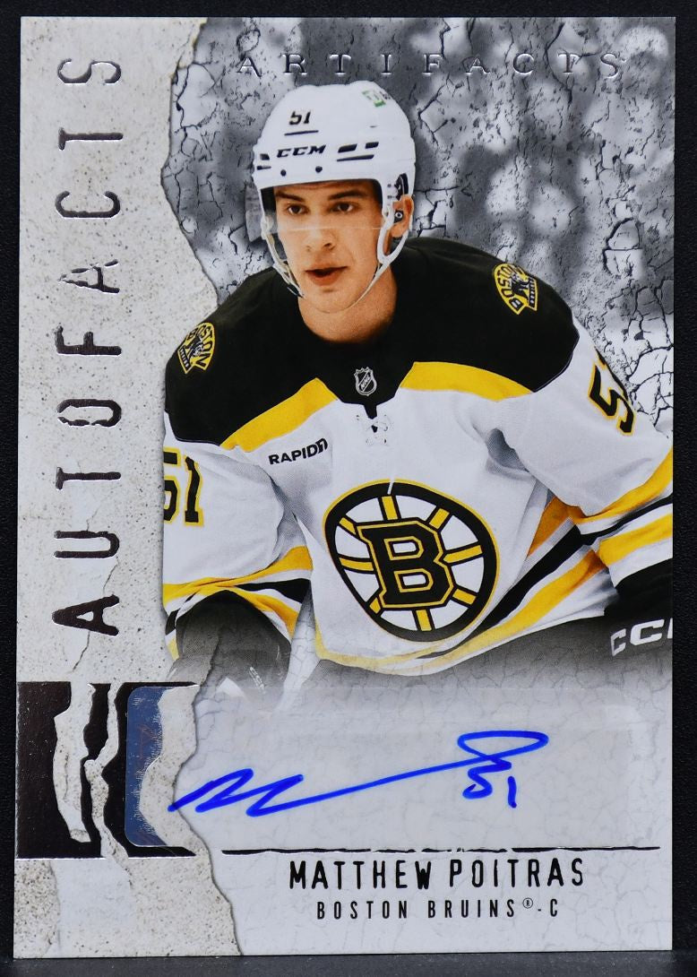 2025-26 UD Artifacts Autofacts Matthew Poitras AF-MP Boston Bruins Aut ...