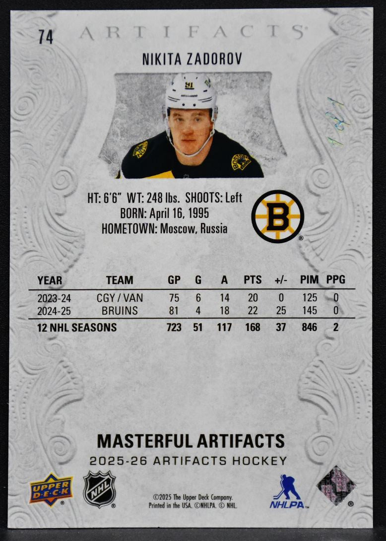 2025-26 Upper Deck Artifacts Masterful Artifacts Nikita Zadorov 74 1/1 ...
