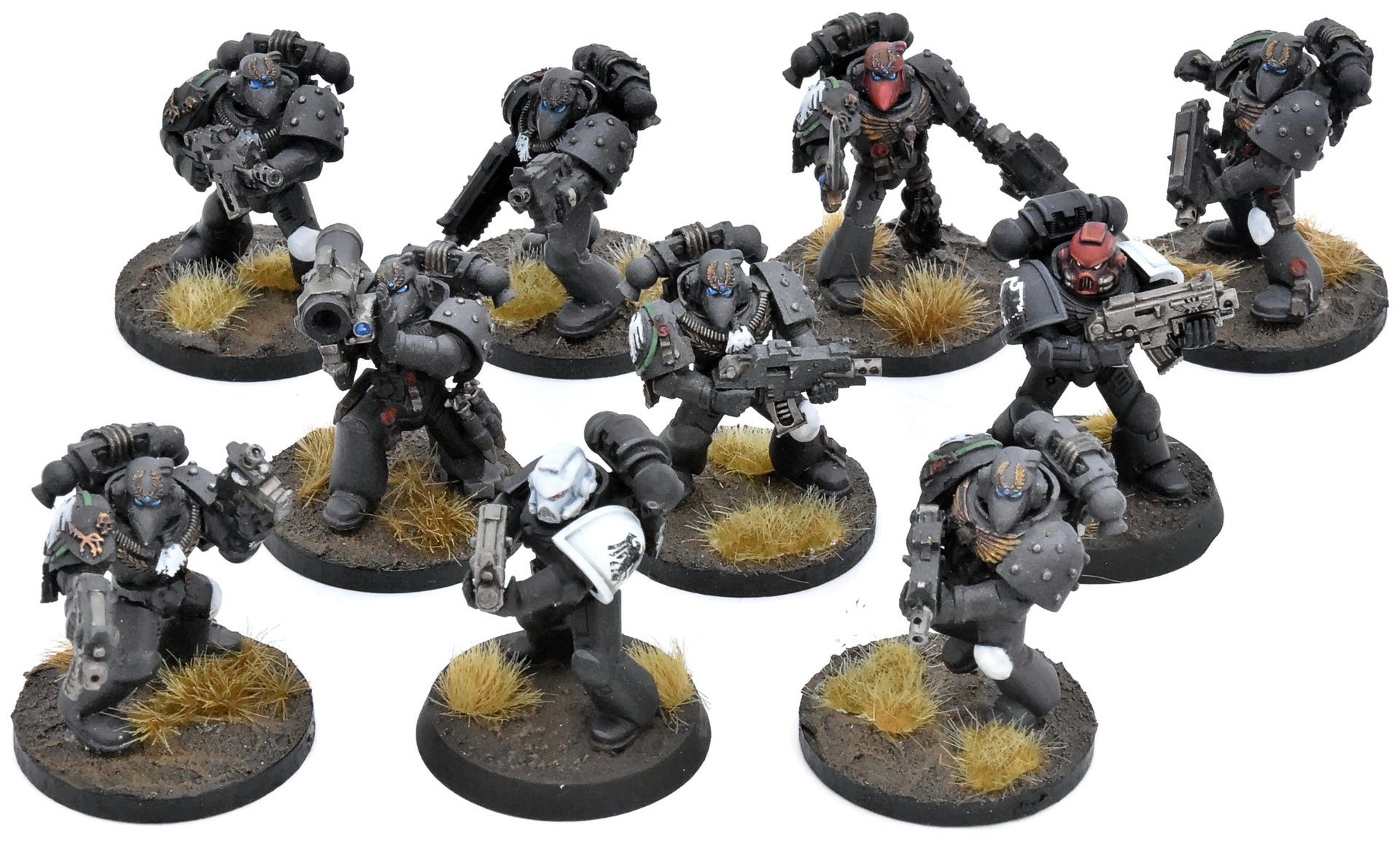 SPACE MARINES 10 Tactical Squad #3 WELL PAINTED 40K Raven Guard ...
